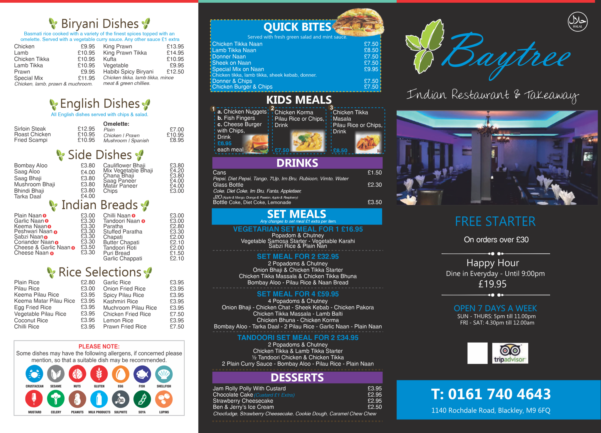 Menu | Baytree Restaurant, Manchester Get 10% off on online orders.